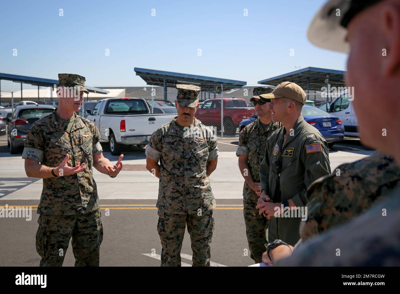 U.S. Marine Corps Col. Samuel L. Meyer left, the commanding officer of ...