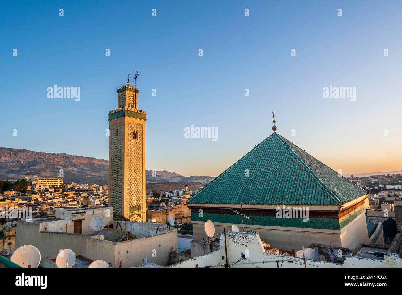 Beautiful cityscape of Fez taken from rooftop terrace in the heart of ...