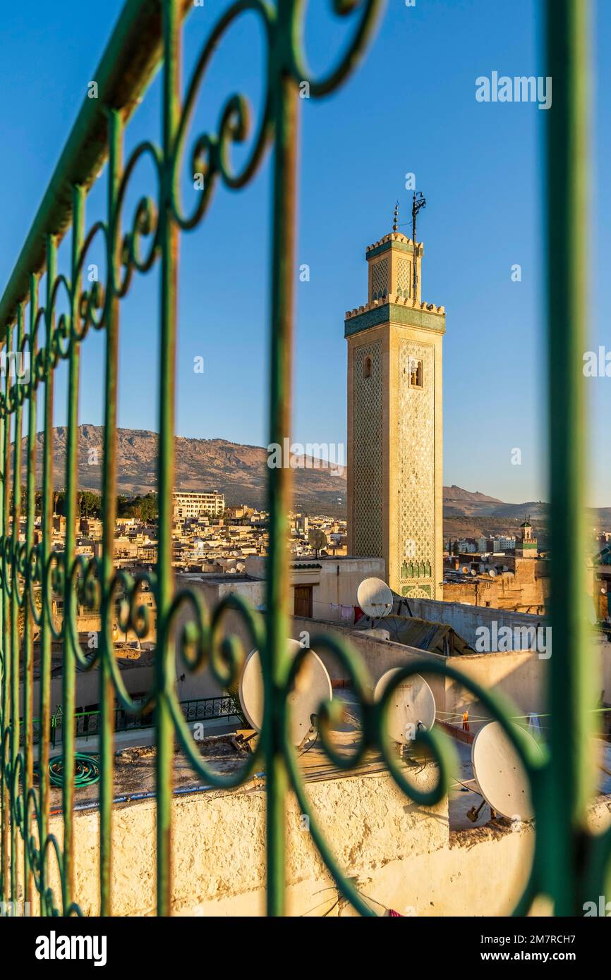 Beautiful cityscape of Fez taken from rooftop terrace in the heart of ...
