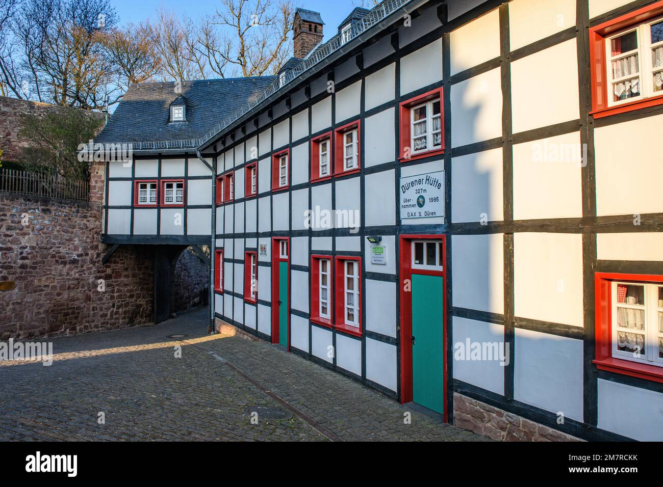View from the historic inner courtyard to the left of the historic ...