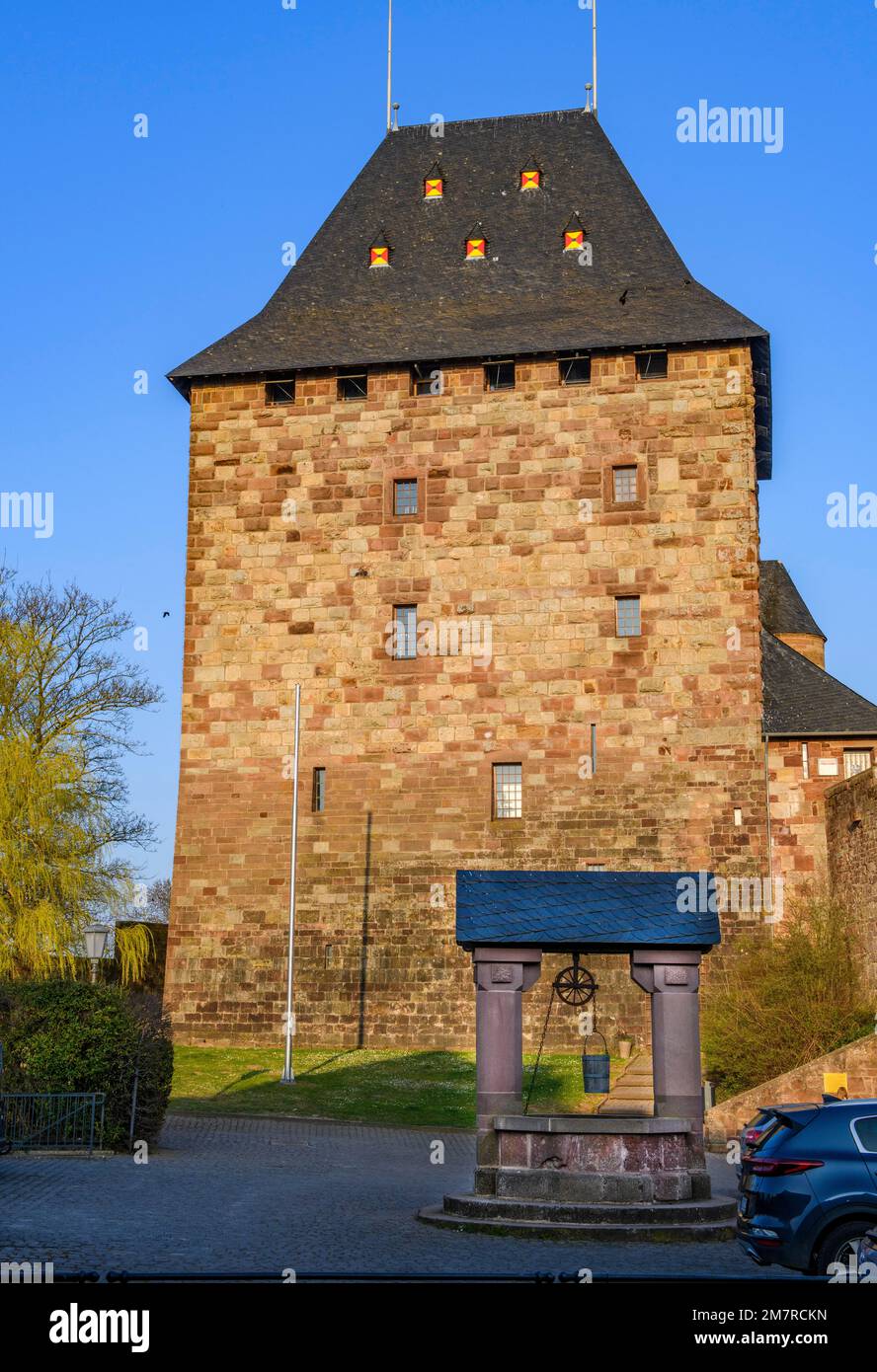 Historic former residential tower of Nideggen Castle from the 12th ...