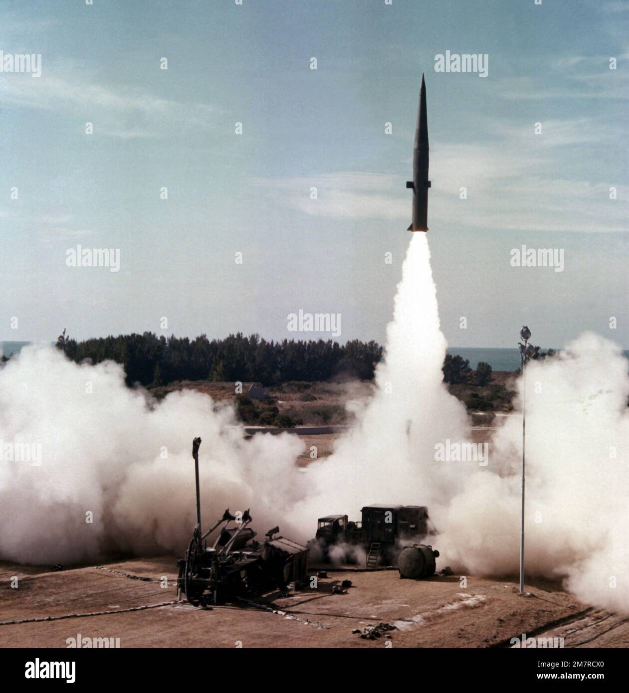 Launch of one of the three Pershing (MGM-31A) surface-to-surface ...