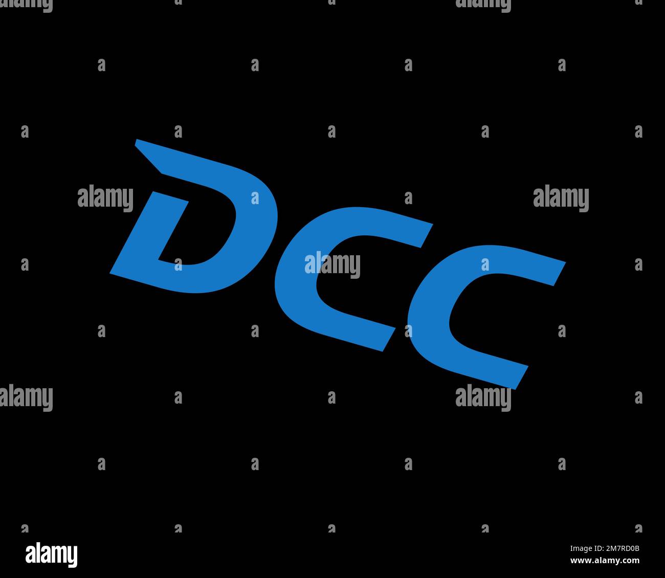 DCC plc, rotated logo, black background B Stock Photo - Alamy