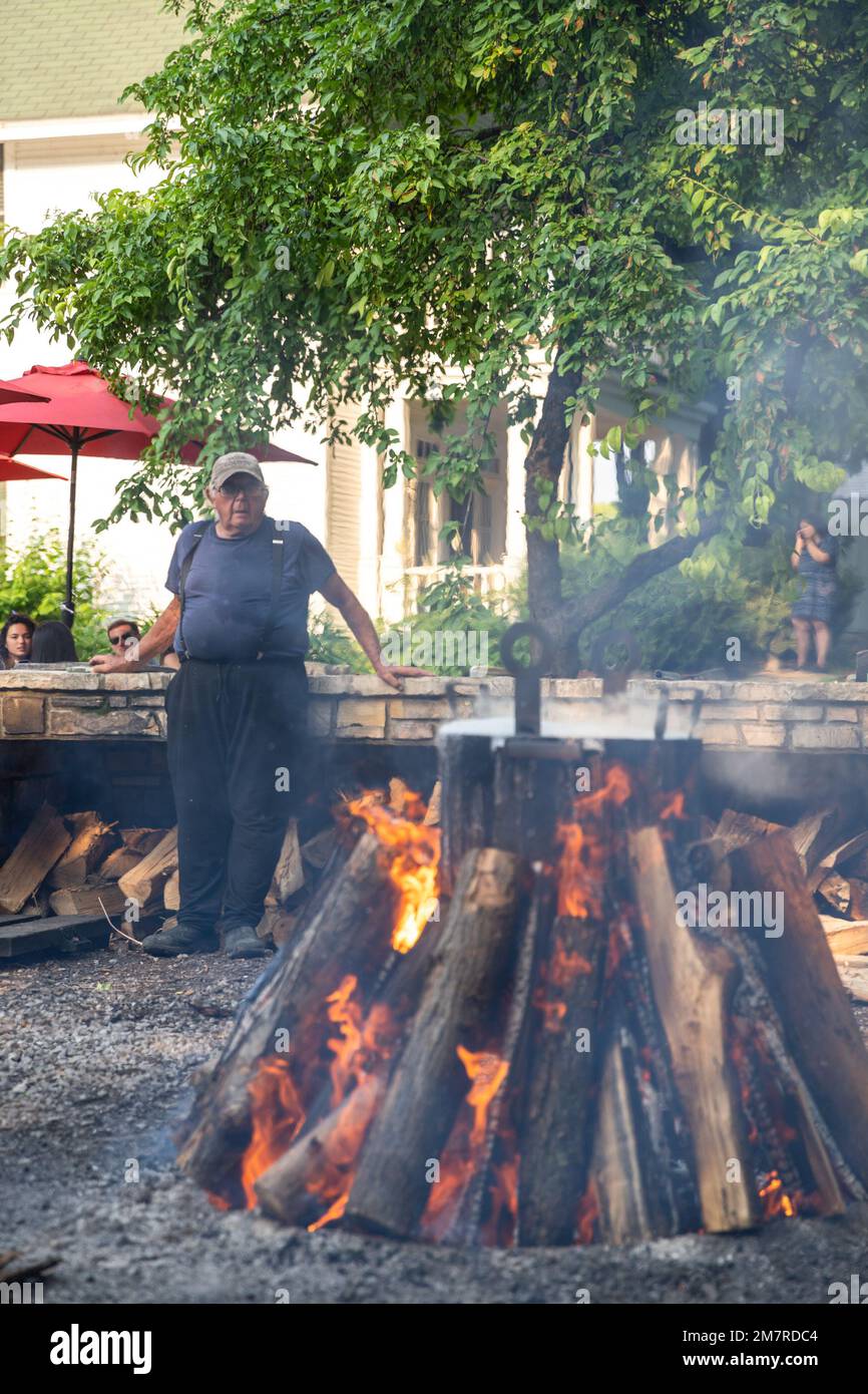 A traditional fish boil at the White Gull Inn at Door County, Wisconsin ...
