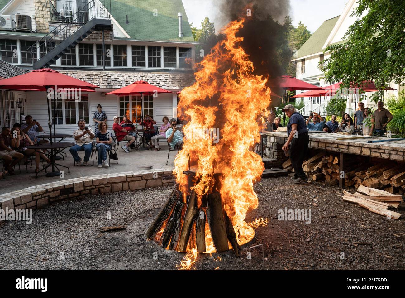 A traditional fish boil at the White Gull Inn at Door County, Wisconsin ...