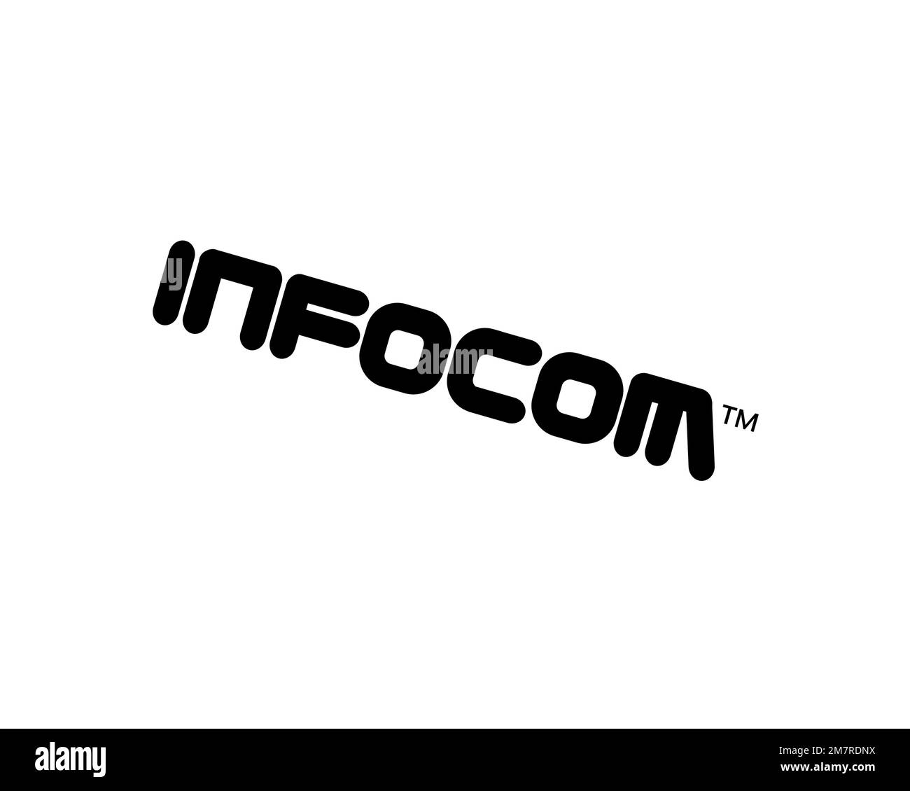Infocom, rotated logo, white background B Stock Photo - Alamy