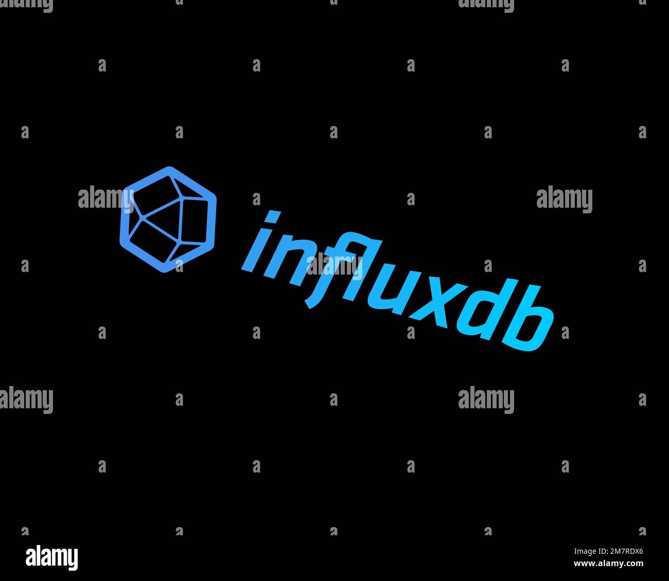 InfluxDB, rotated logo, black background B Stock Photo - Alamy