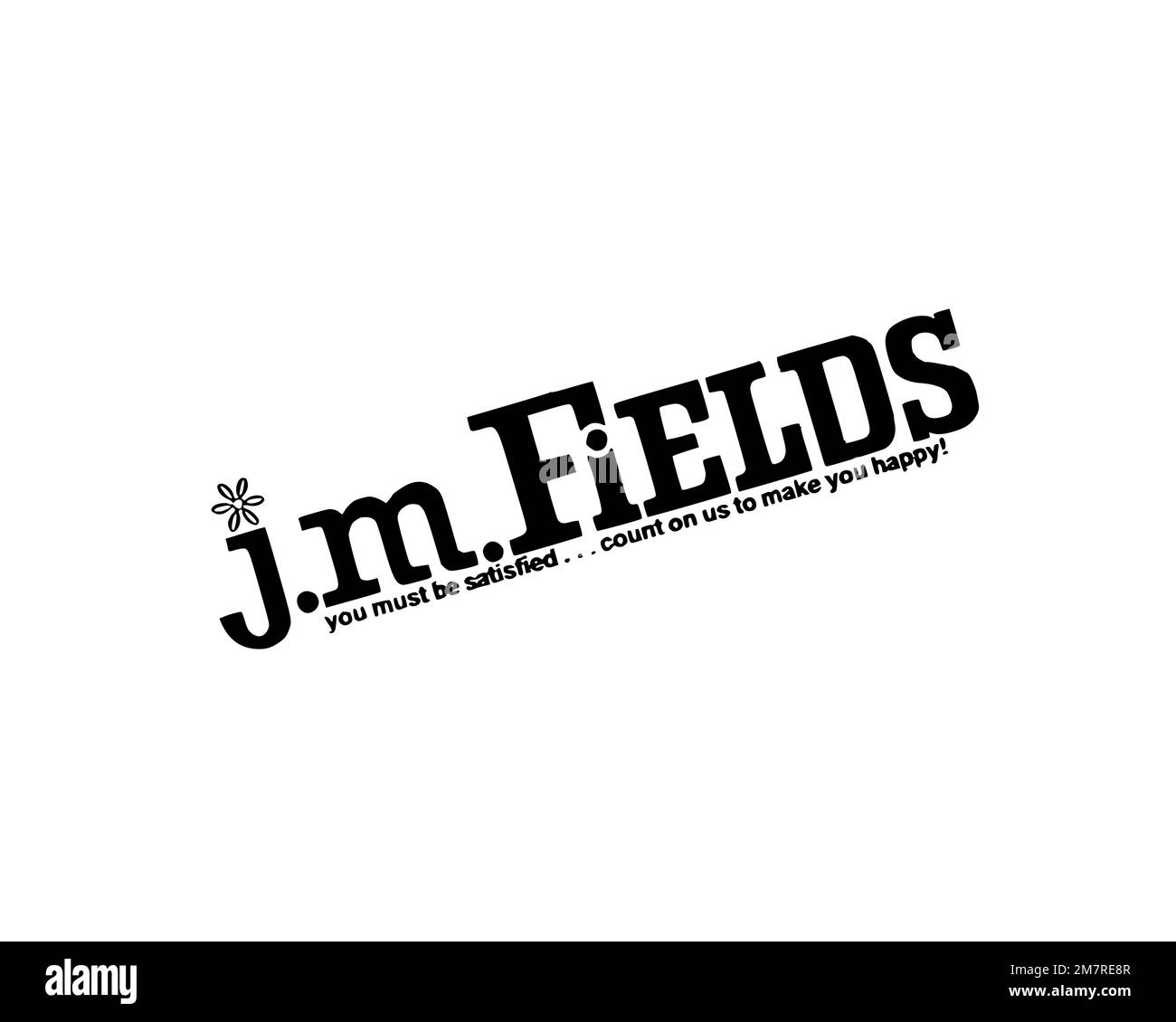 J. M. Fields, rotated logo, white background Stock Photo - Alamy