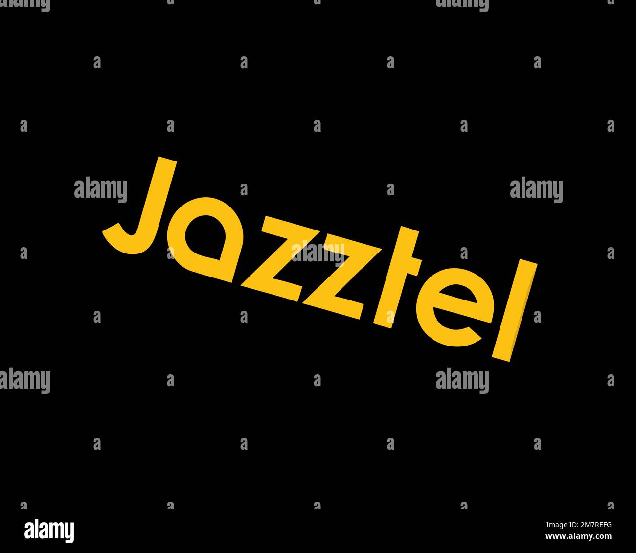 Jazztel, rotated logo, black background B Stock Photo - Alamy