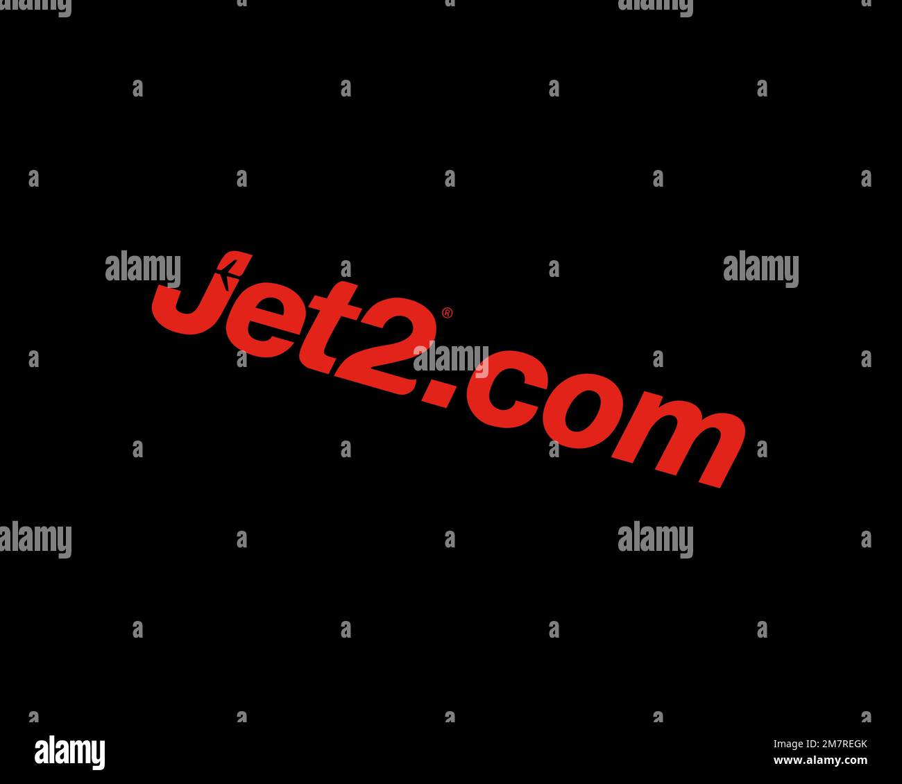 Jet2. com, rotated logo, black background B Stock Photo - Alamy