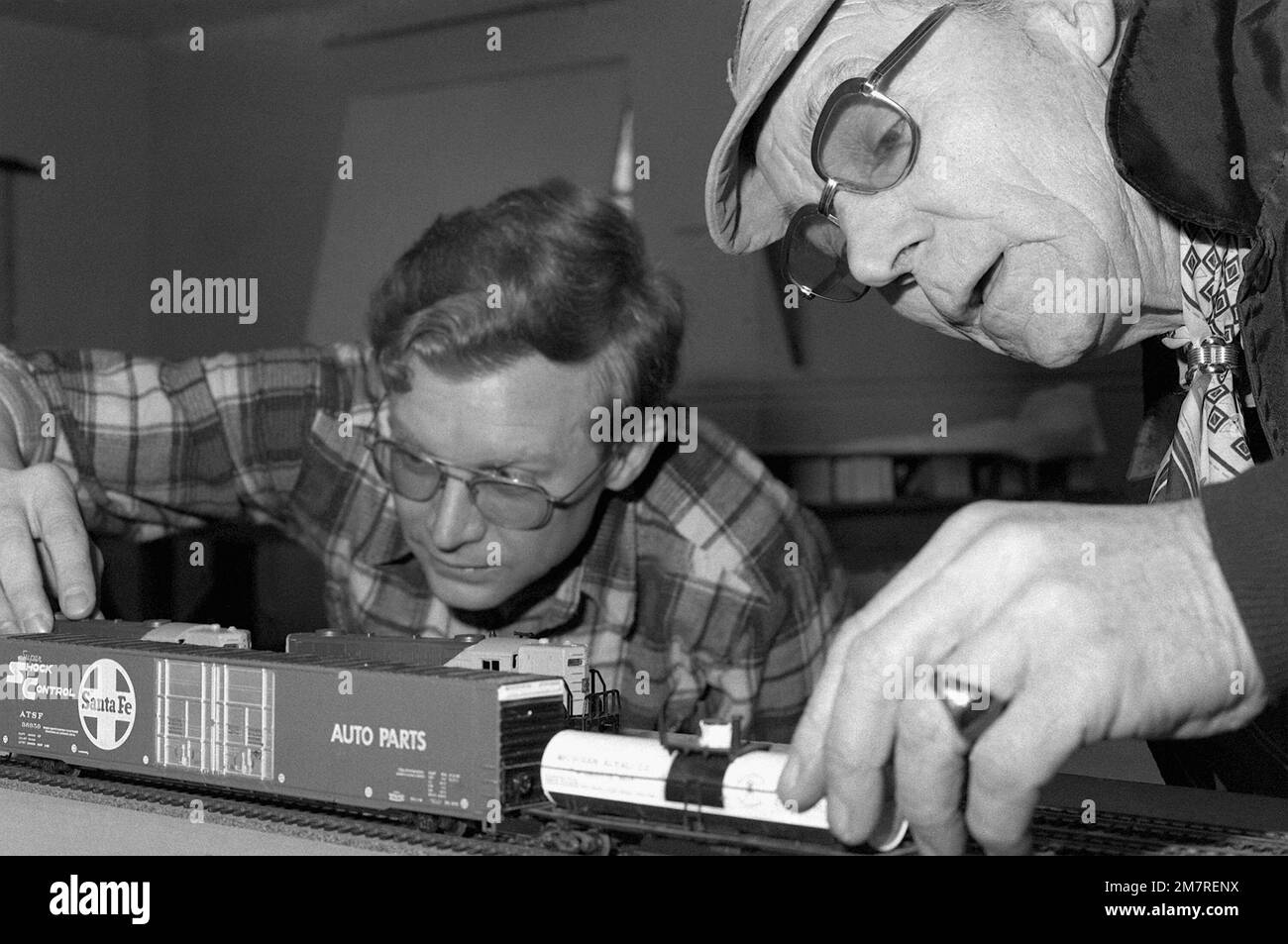 Members of a model train club hold a miniature train show. The models ...