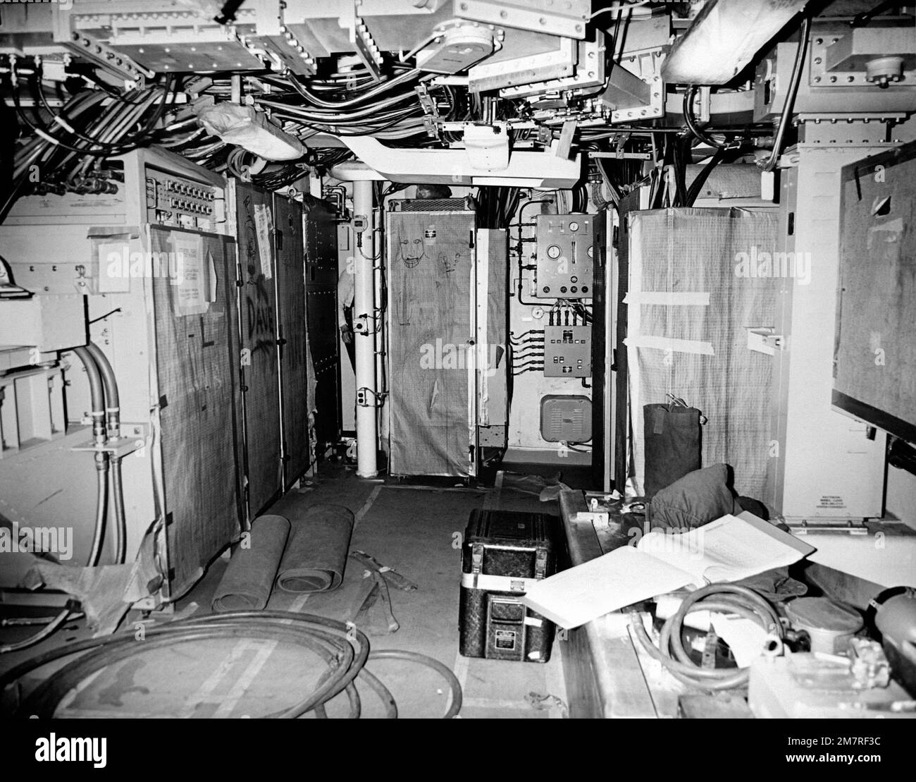 An interior view of the radar, IFF and combat information center space ...