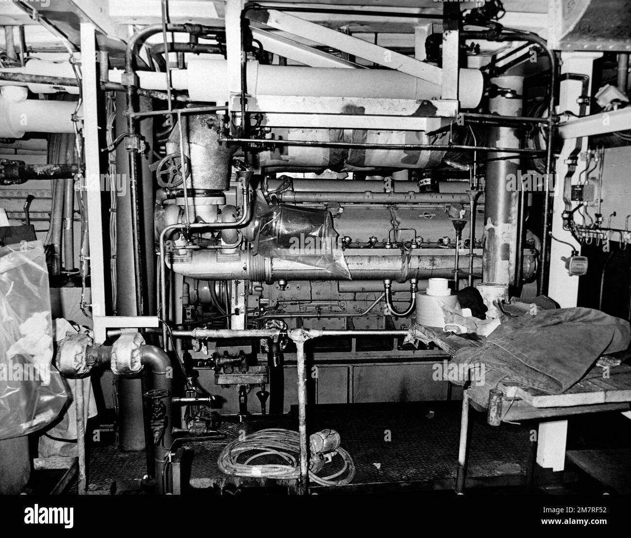 An interior view of auxiliary machine room No. 1 on the guided missile ...
