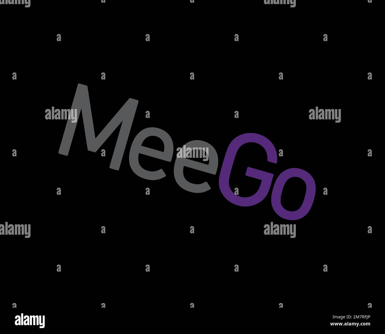 MeeGo, rotated logo, black background B Stock Photo - Alamy