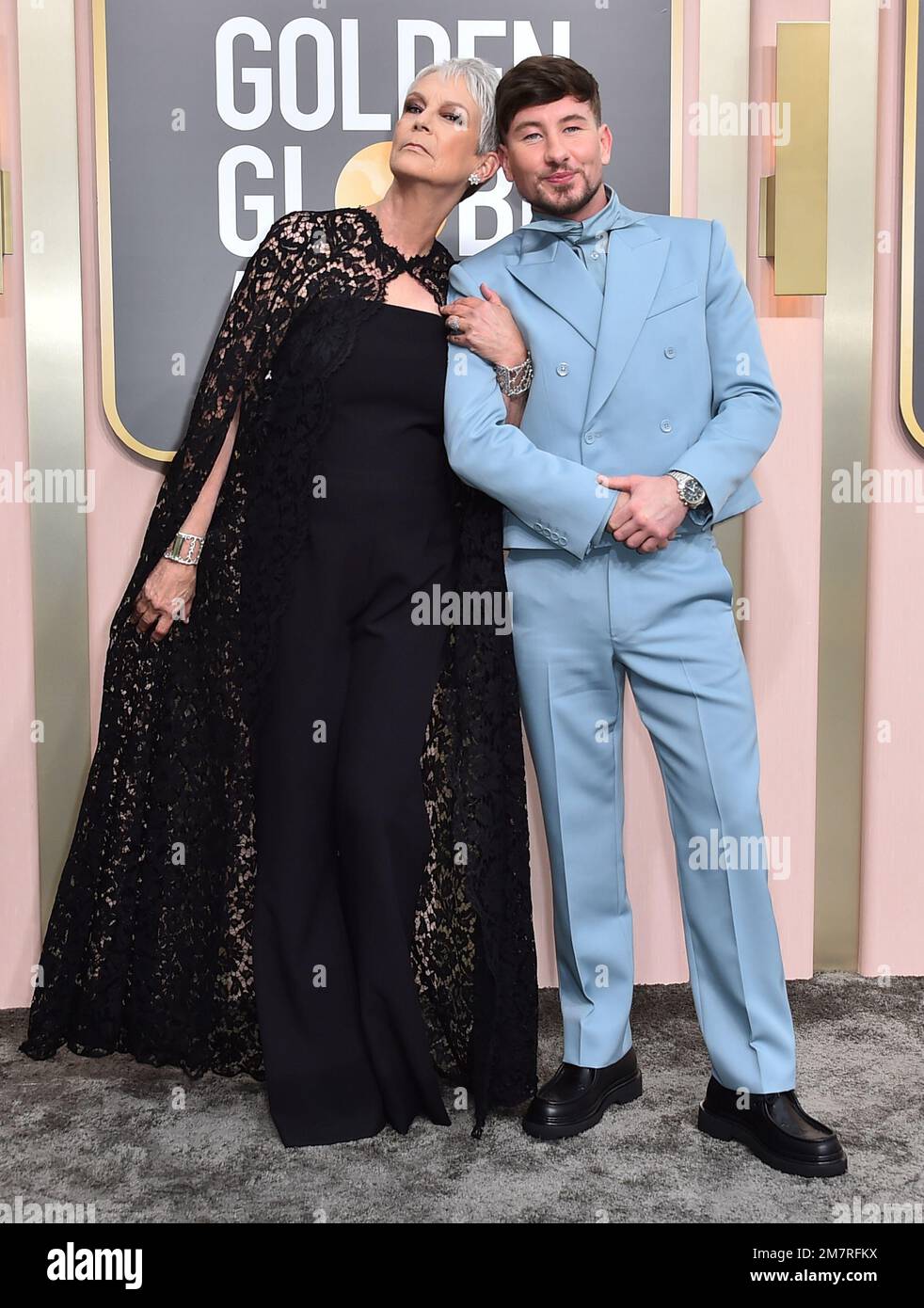 Jamie Lee Curtis, left, and Barry Keoghan arrive at the 80th annual ...