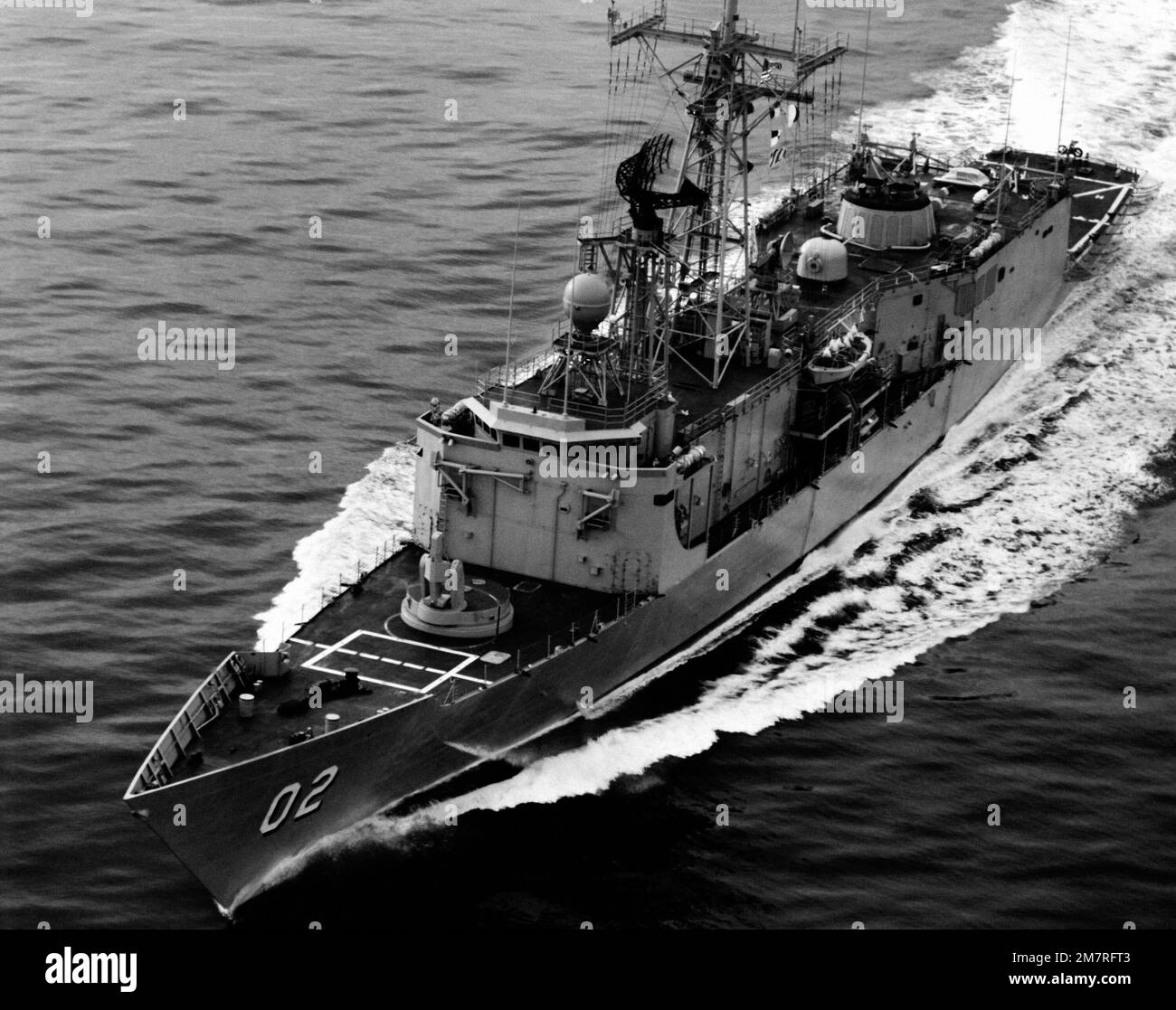 An aerial port bow view of the Australian frigate CANBERRA (F-02 ...