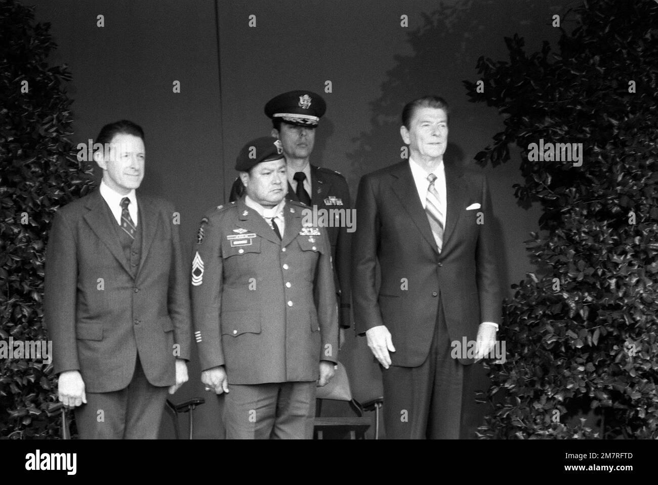 President Ronald Reagan, right, and Medal of Honor recipient, retired ...