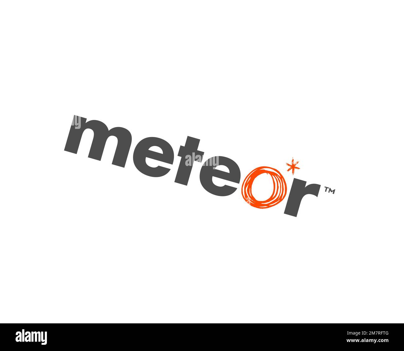 Meteor mobile network, rotated logo, white background B Stock Photo - Alamy