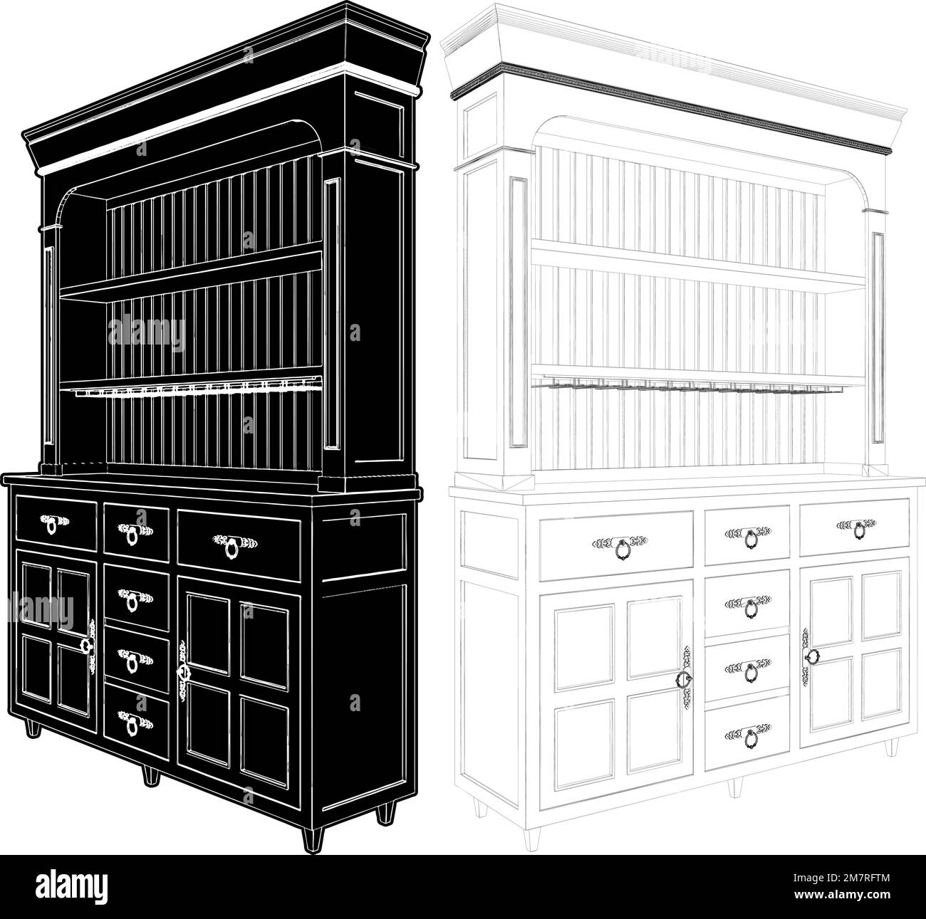 Cupboard Sideboard Buffet Vector Illustration Isolated On White Background A Vector