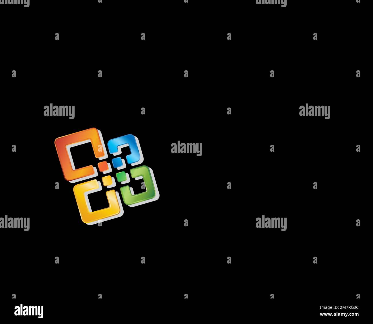 Microsoft Office 2007, rotated logo, black background Stock Photo - Alamy