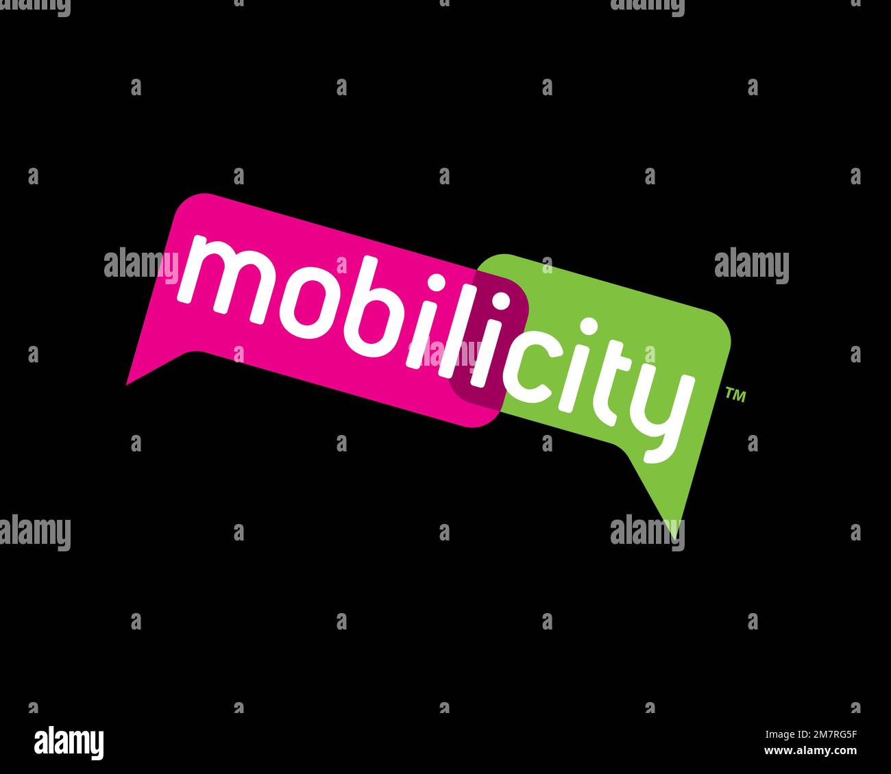 Mobilicity, rotated logo, black background B Stock Photo - Alamy