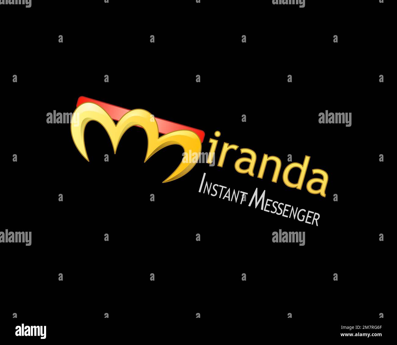 Miranda IM, rotated logo, black background B Stock Photo - Alamy