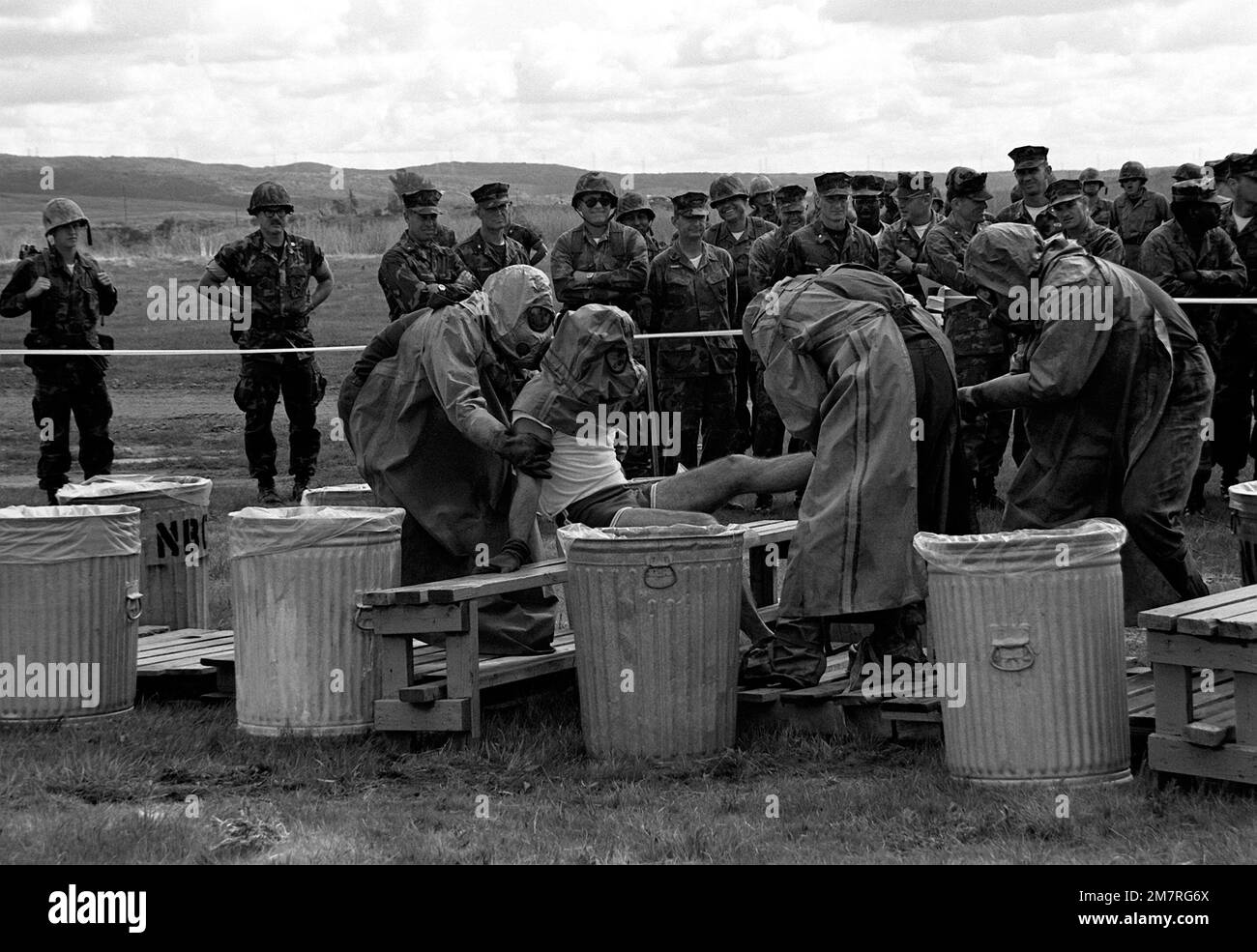 A nuclear, biological, chemical decontamination team demonstrates on ...
