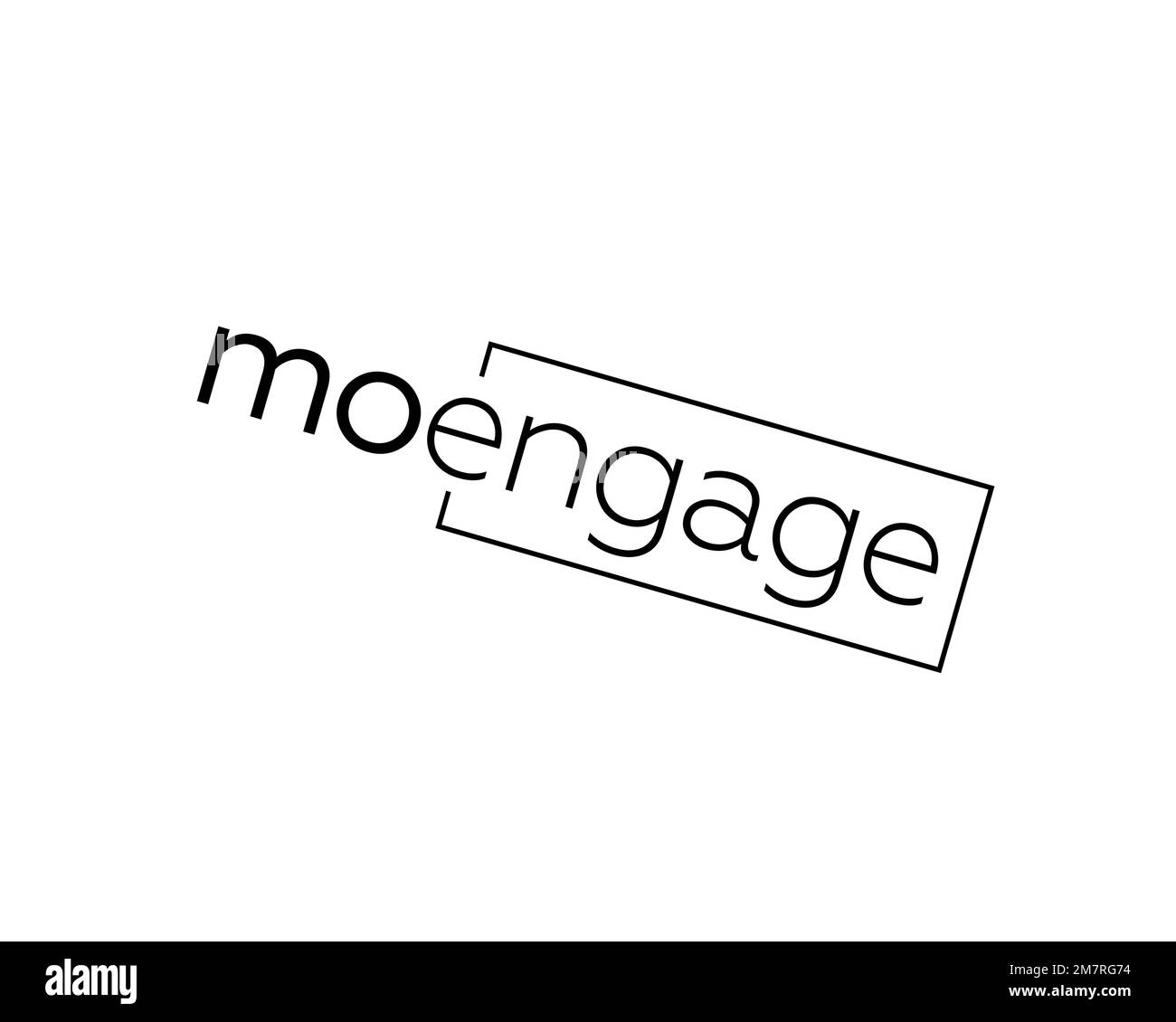 MoEngage, rotated logo, white background B Stock Photo - Alamy