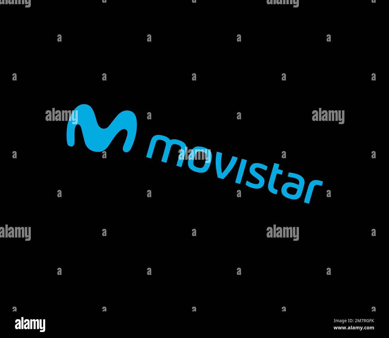 Movistar, rotated logo, black background B Stock Photo - Alamy