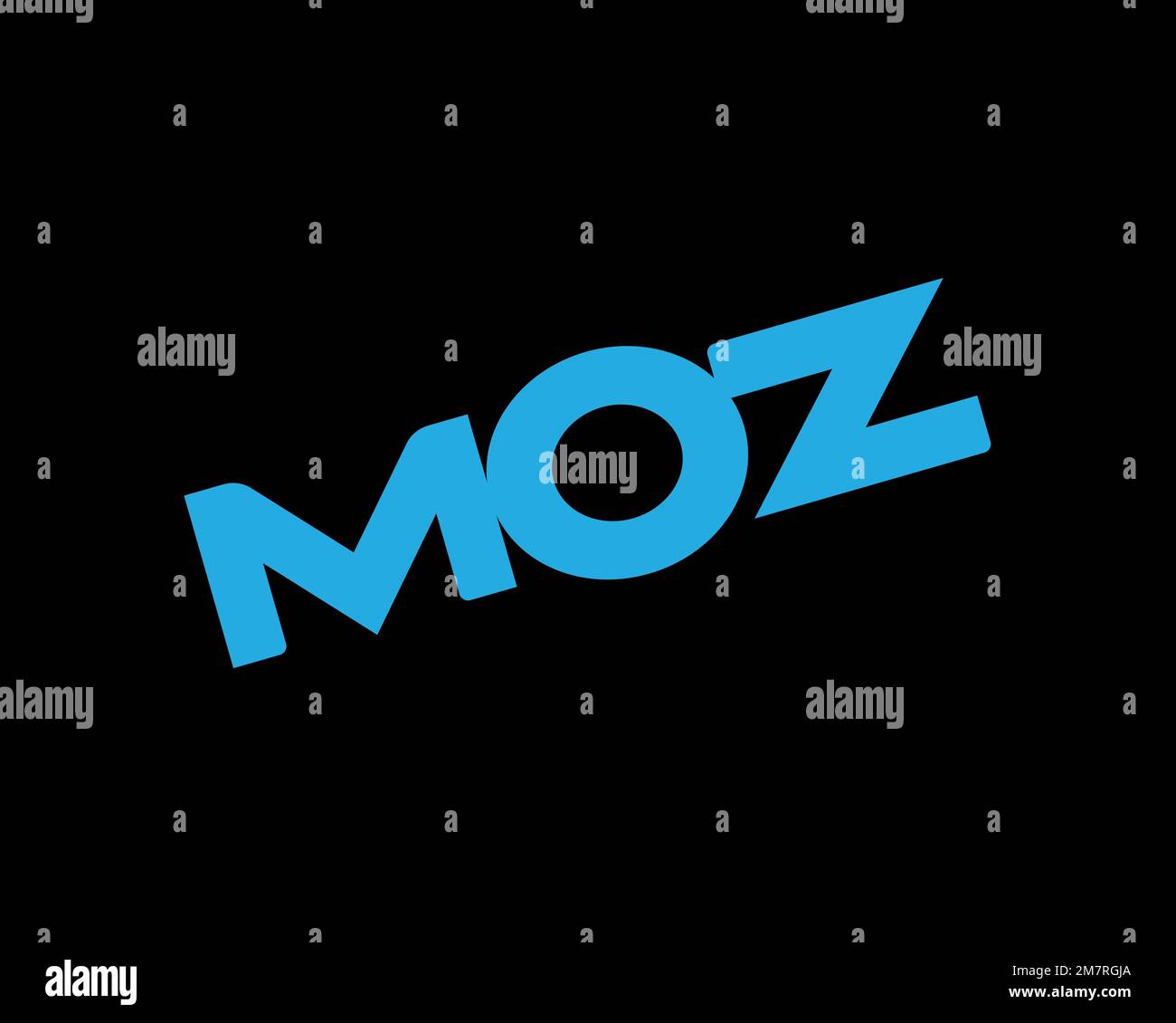 Moz marketing software, rotated logo, black background Stock Photo - Alamy