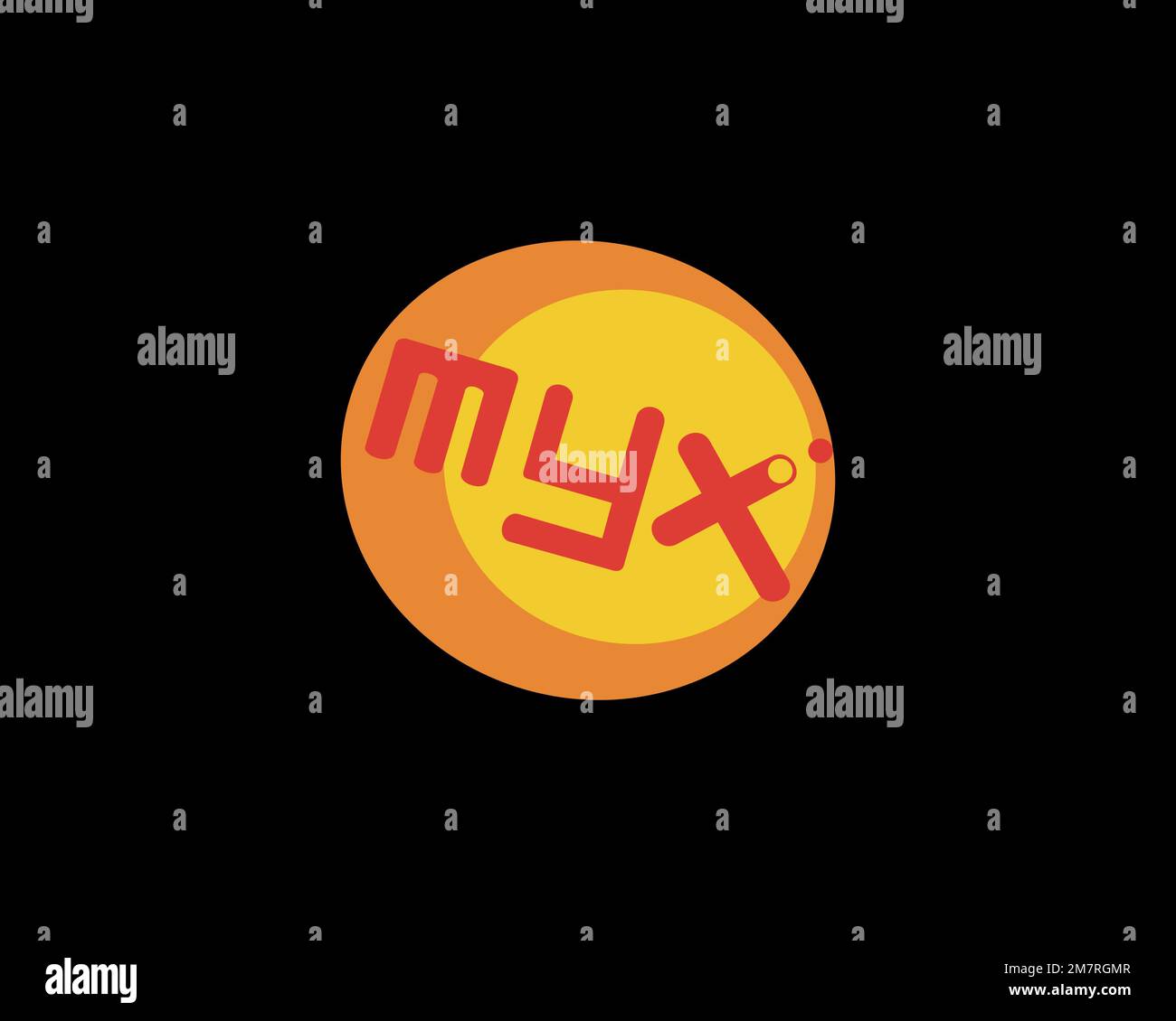 Myx, rotated logo, black background B Stock Photo - Alamy