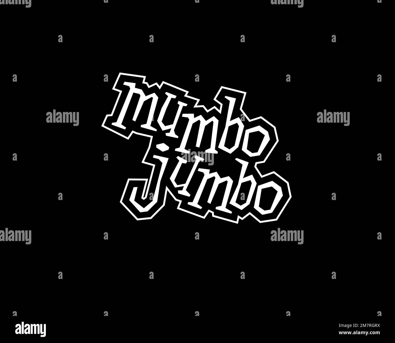 MumboJumbo, rotated logo, black background B Stock Photo - Alamy