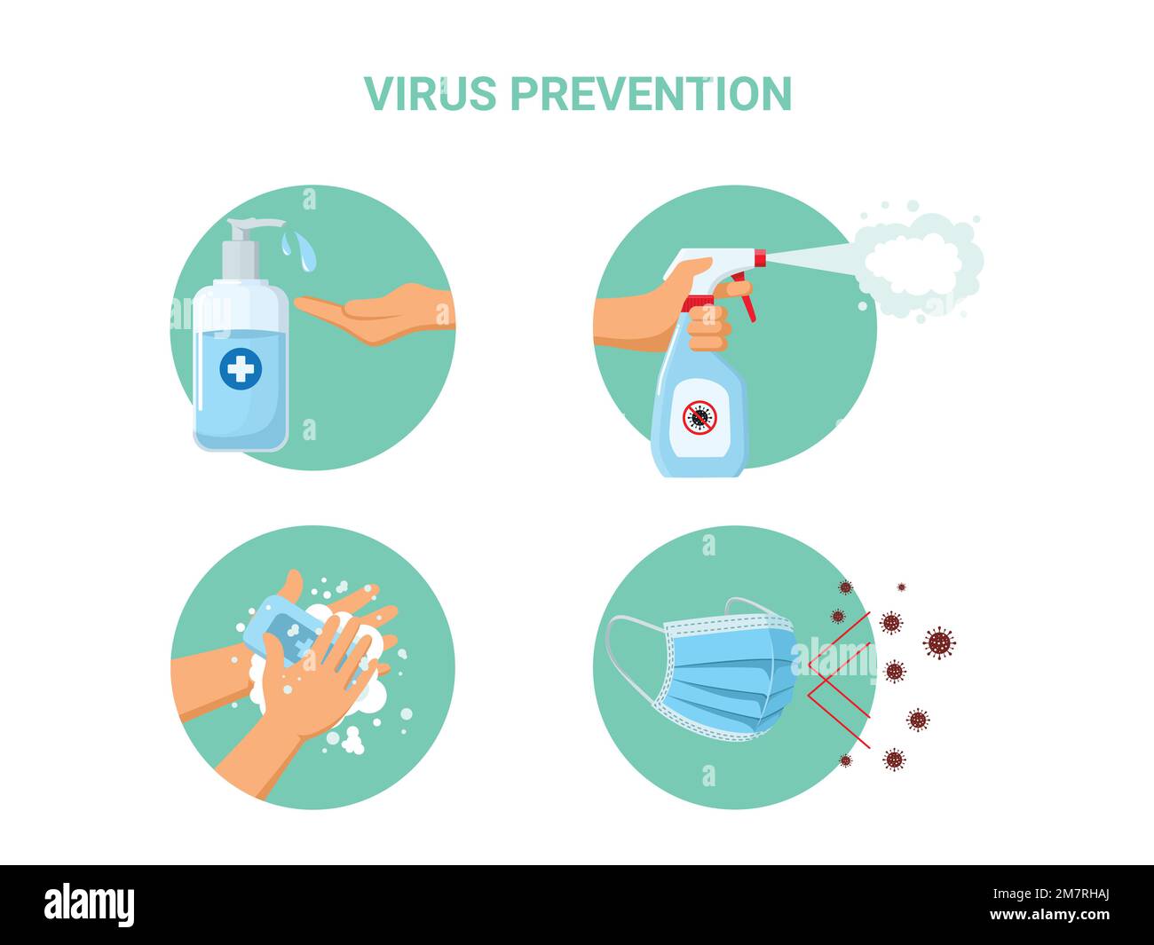 Set of Virus Prevention Vector Illustration Isolated on a white ...