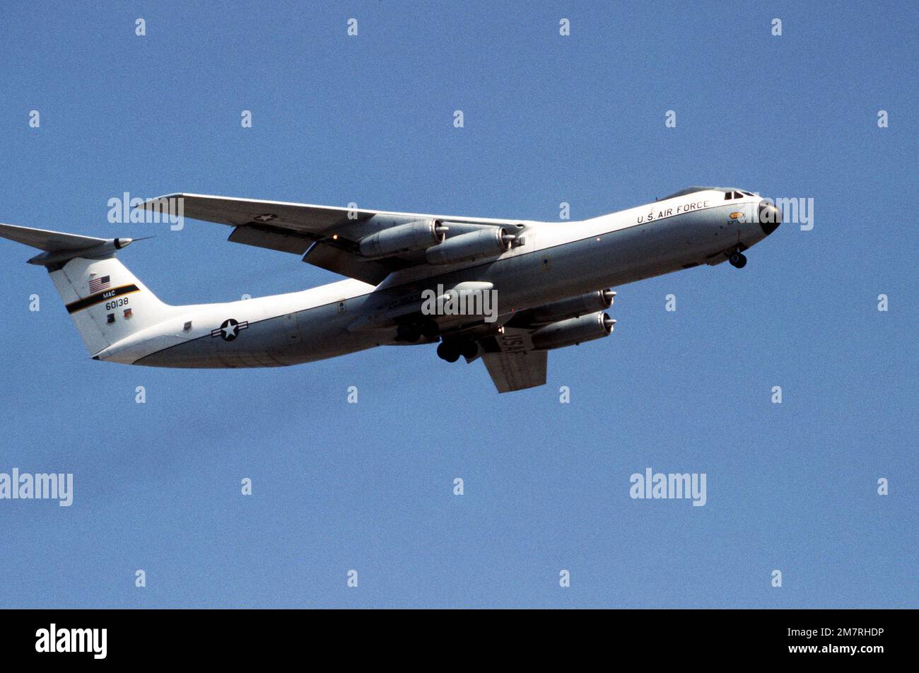 A right front view of a 63rd Military Airlift Wing C-141 Starlifter ...