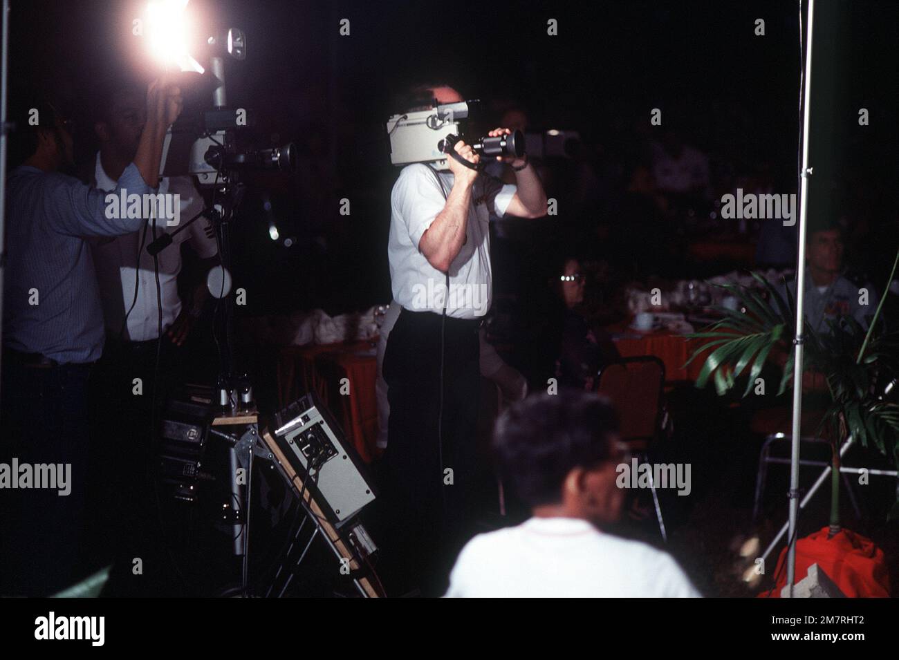 Members of the press record the activities at the annual USO SIx-Star ...