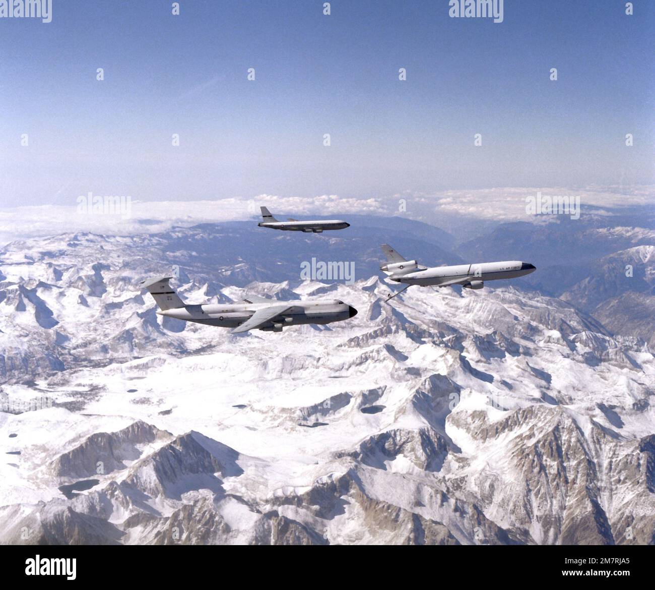 AN air-to-air right side view of a KC-10A Extender aircraft, front ...