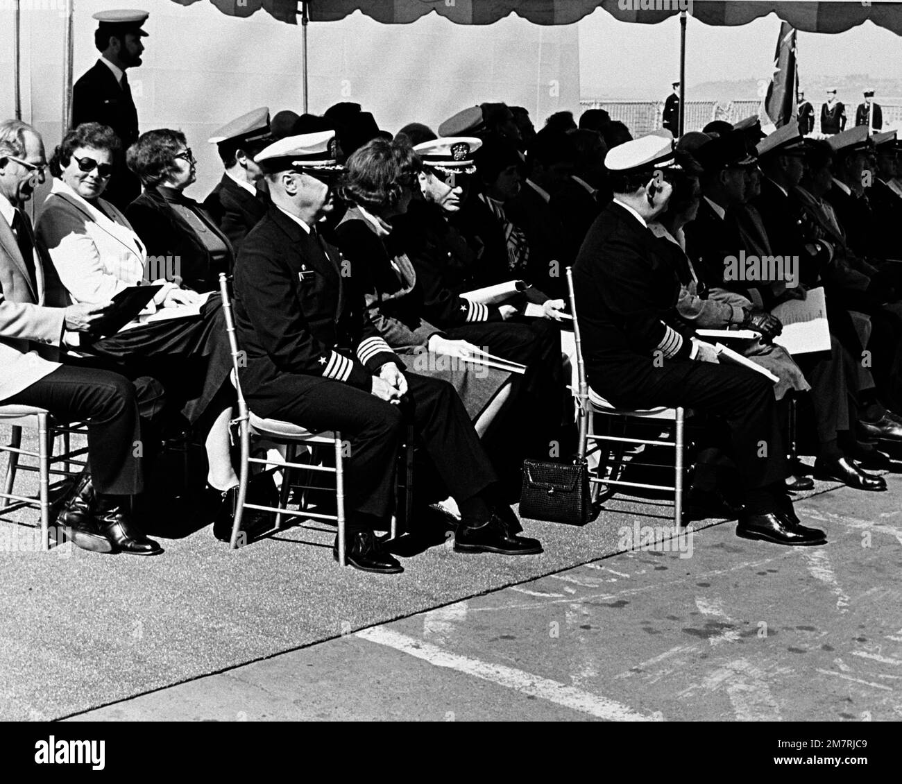 A view of distinguished guests attending the commissioning ceremony for ...