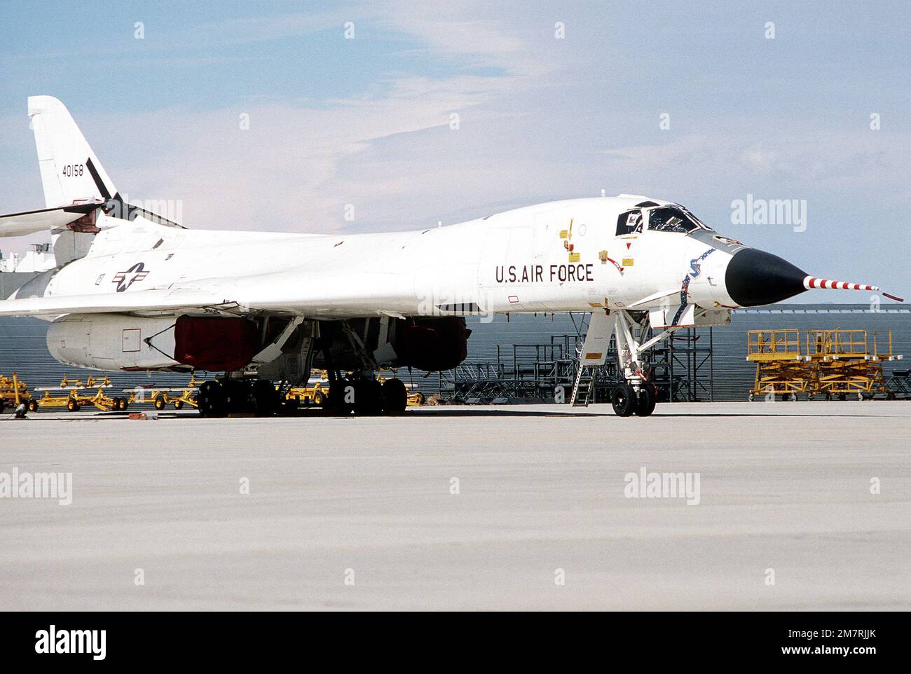 A right front view of a B-1 bomber, which is one of the B-1 models ...