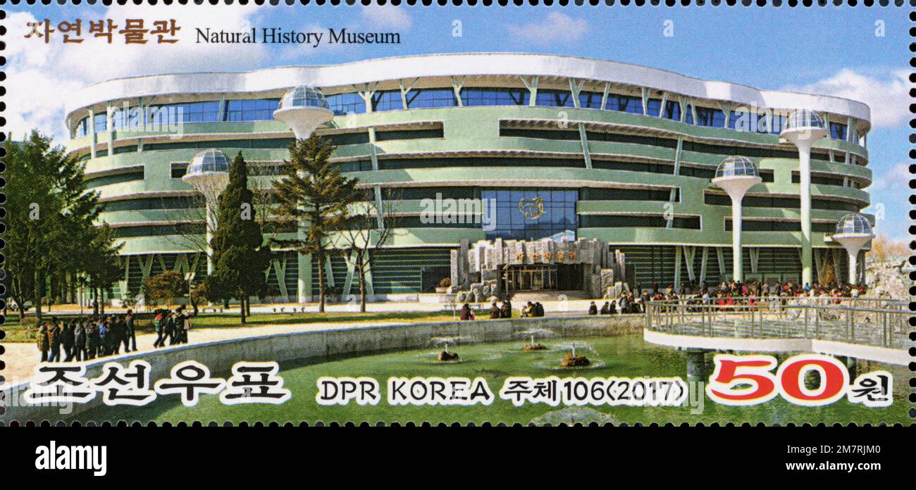 2017 North Korea stamp. Natural History Museum building, Pyongyang ...