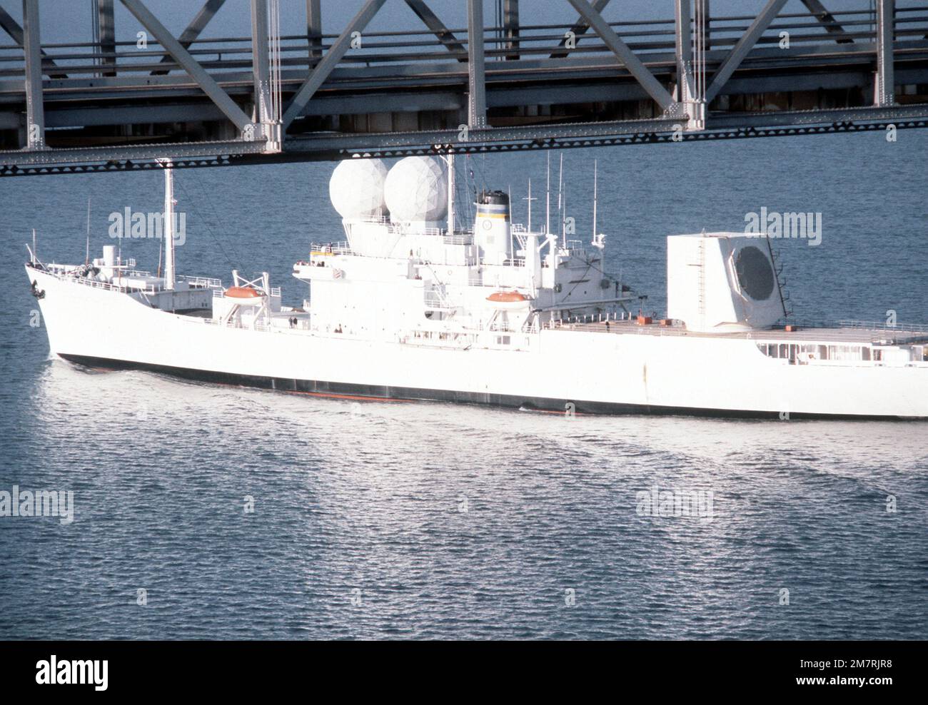 A port view of the missile range instrumentation ship USNS OBSERVATION ...