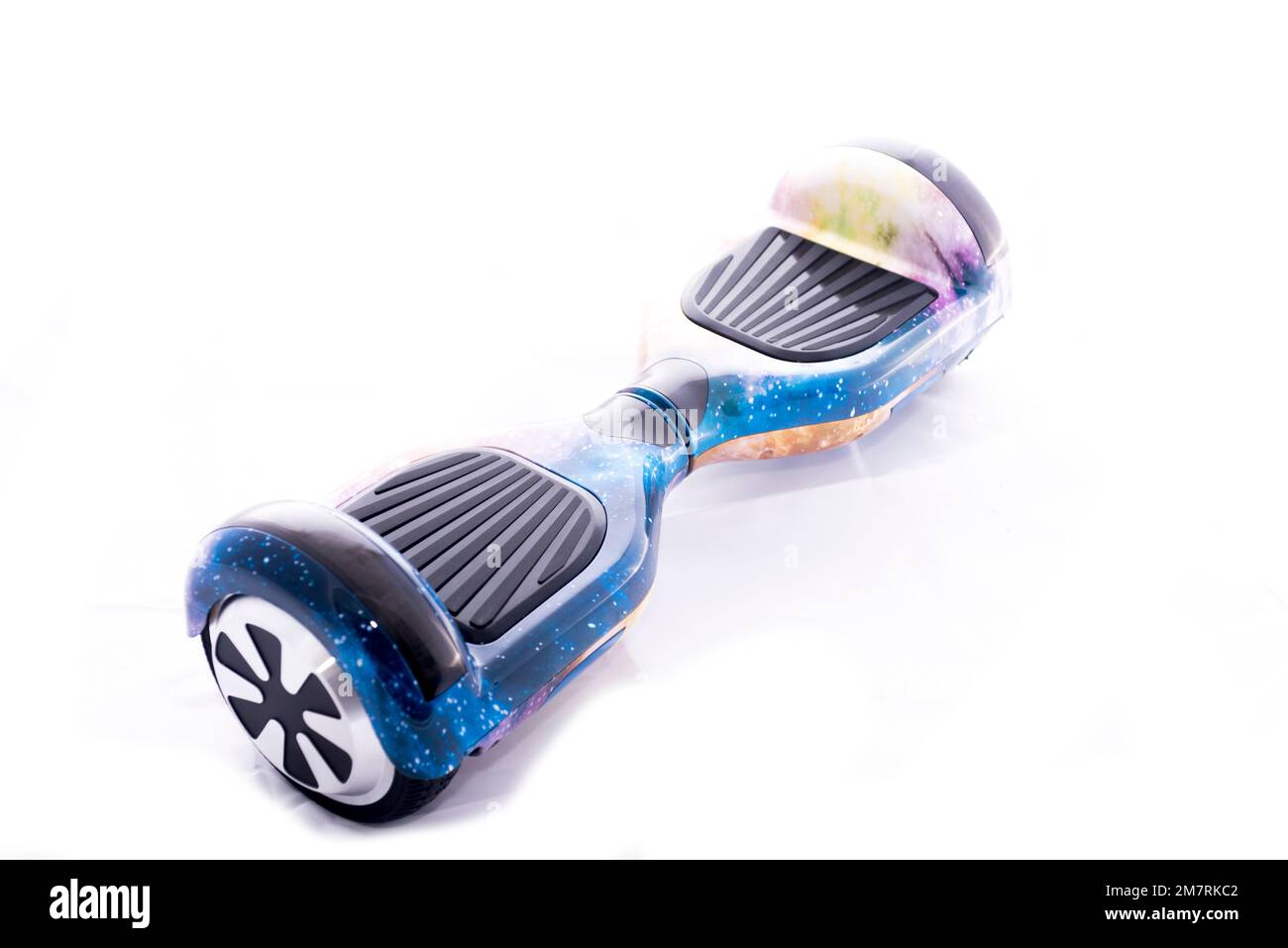 A closeup of a colorful hoverboard isolated on a white background Stock ...