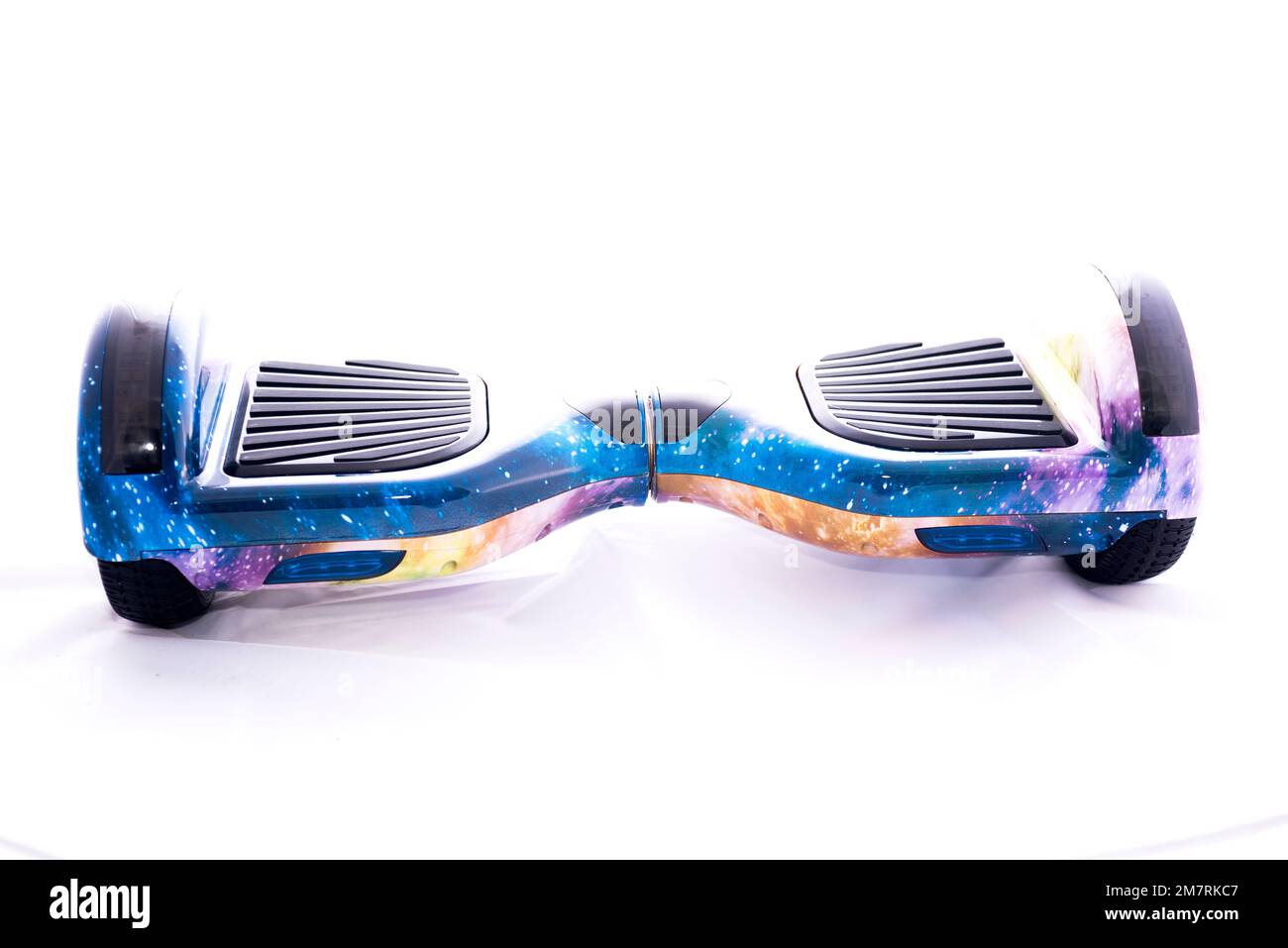 A closeup of a colorful hoverboard isolated on a white background Stock ...