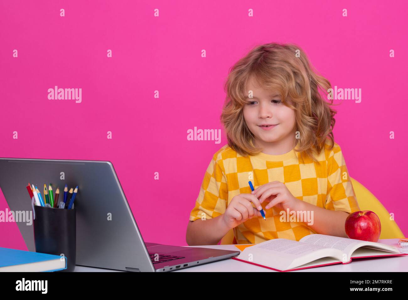 School child. Kid boy from elementary school. Pupil go study. Clever ...