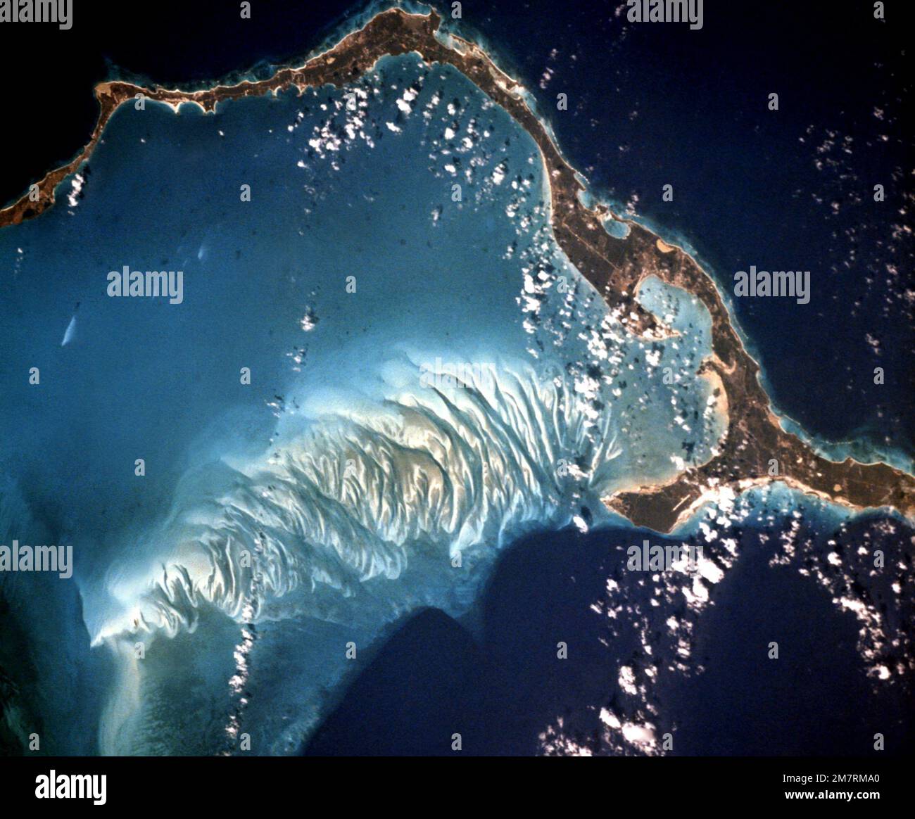 Space photo of Bleuthera Island, in the Bahamas, and the part of the ...