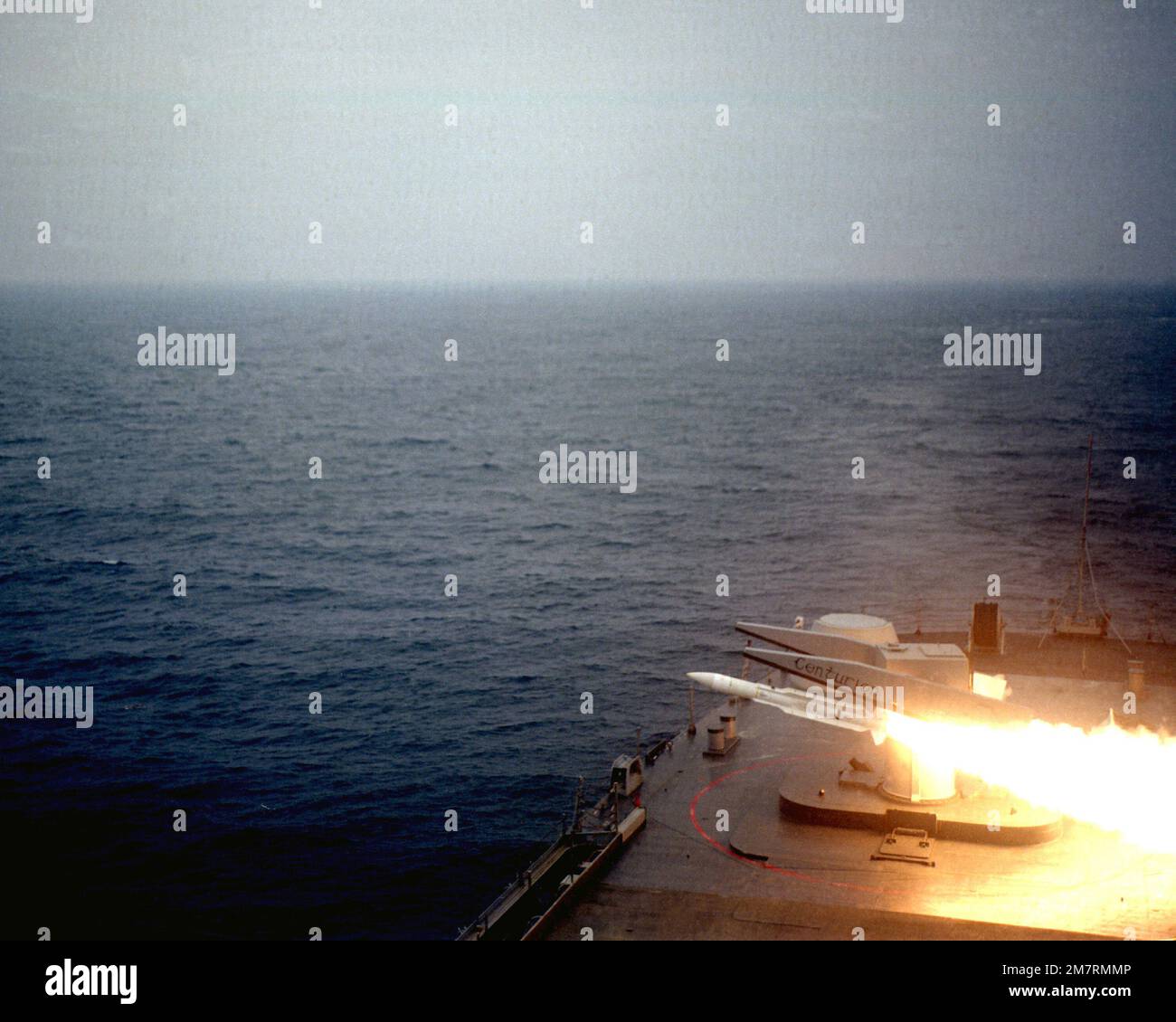 A view of the launch of a Vandel surface-to-surface (SSM) missile from ...