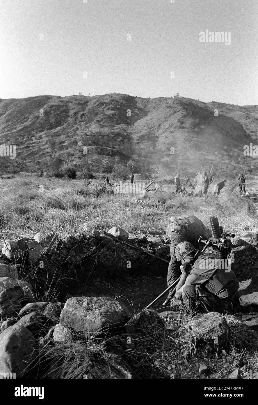 The Marines of the 81mm mortar platoon, Weapons Company, Battalion ...