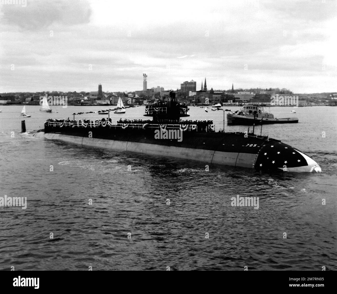 A starboard bow view of the nuclear-powered attack submarine CITY OF ...