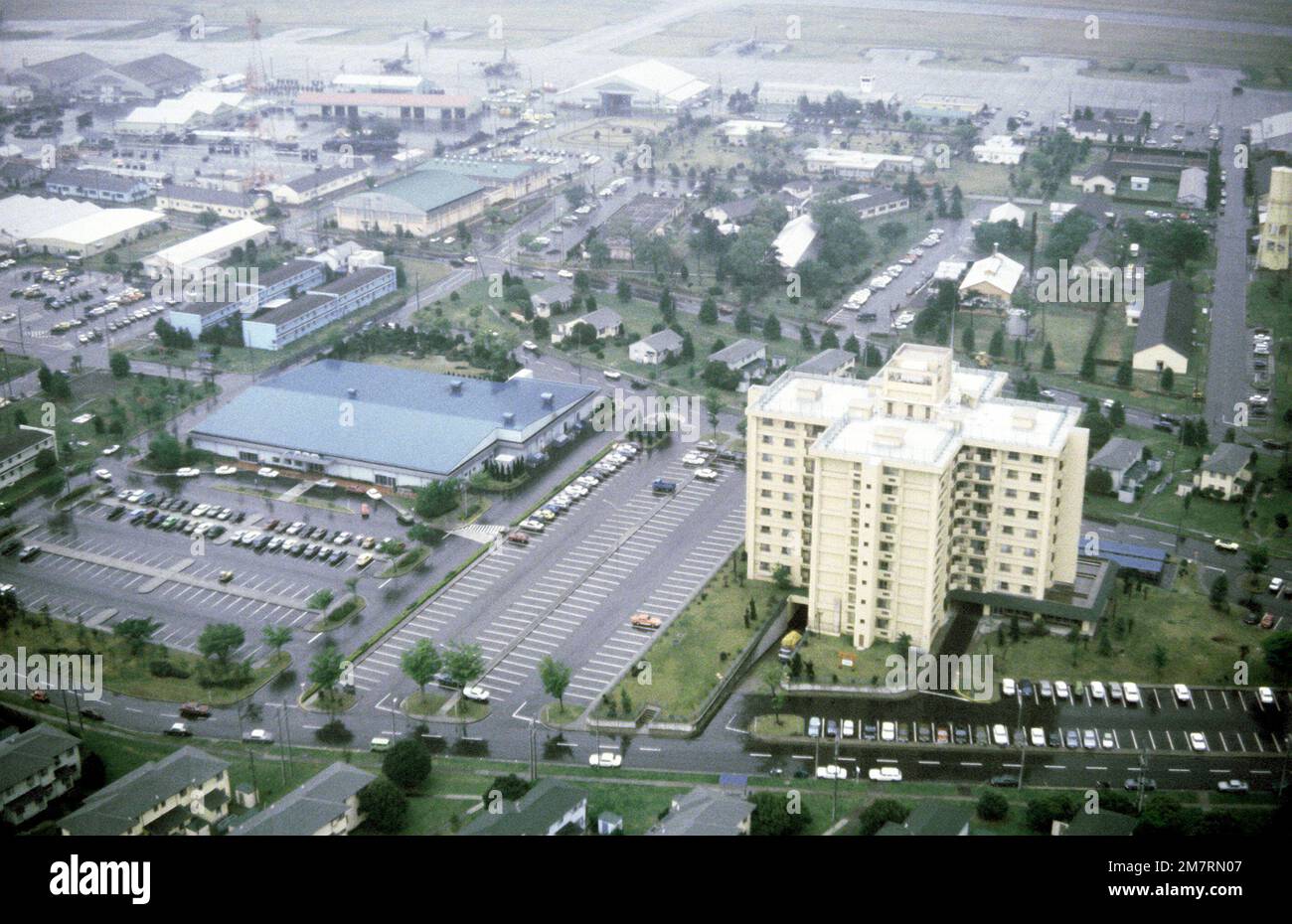 An aerial view of the non-commissioned officers open mess (left center ...