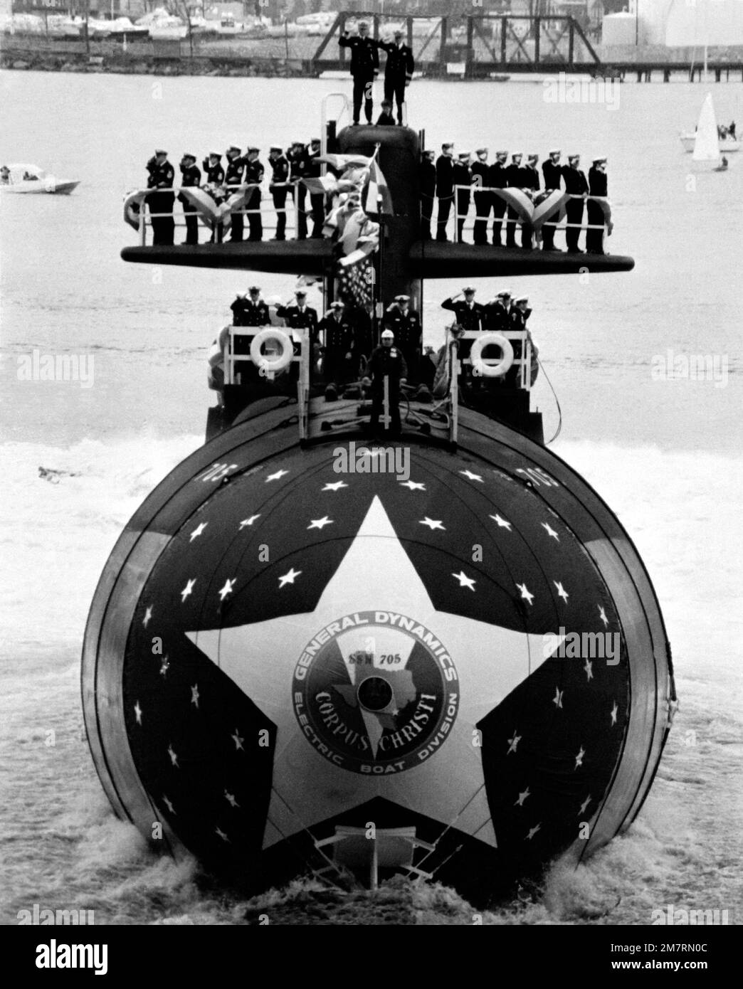 A bow view of the nuclear-powered attack submarine CITY OF CORPUS ...