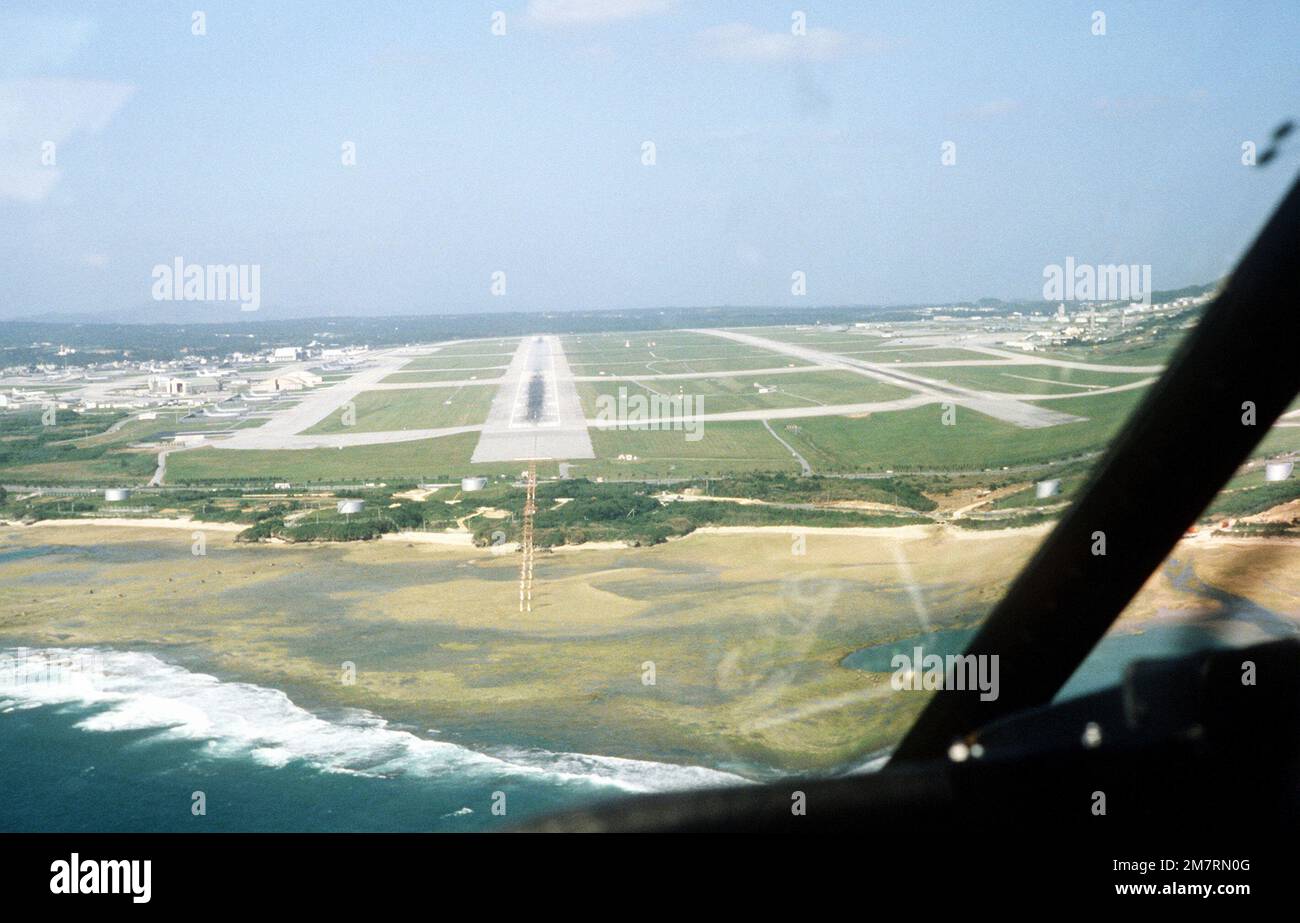 An aerial view of the runway approach. Base: Kadena Air Base State ...